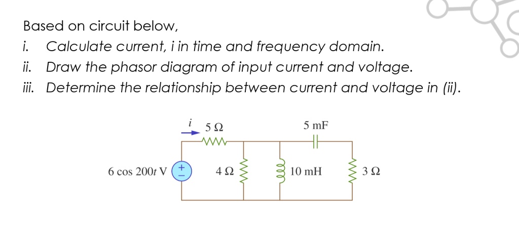 SOLVED: Based on the circuit below: i. Calculate the current, i, in the time and frequency ...