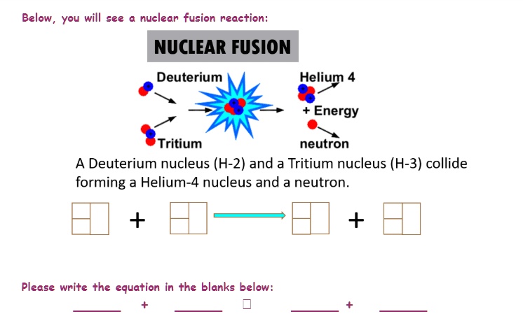 SOLVED: Below , You will see nuelear fusion reaction: NUCLEAR FUSION ...