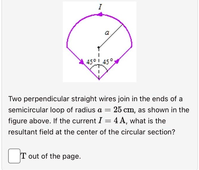 SOLVED: I Two perpendicular straight wires join in the ends of a semicircular loop of radius a ...