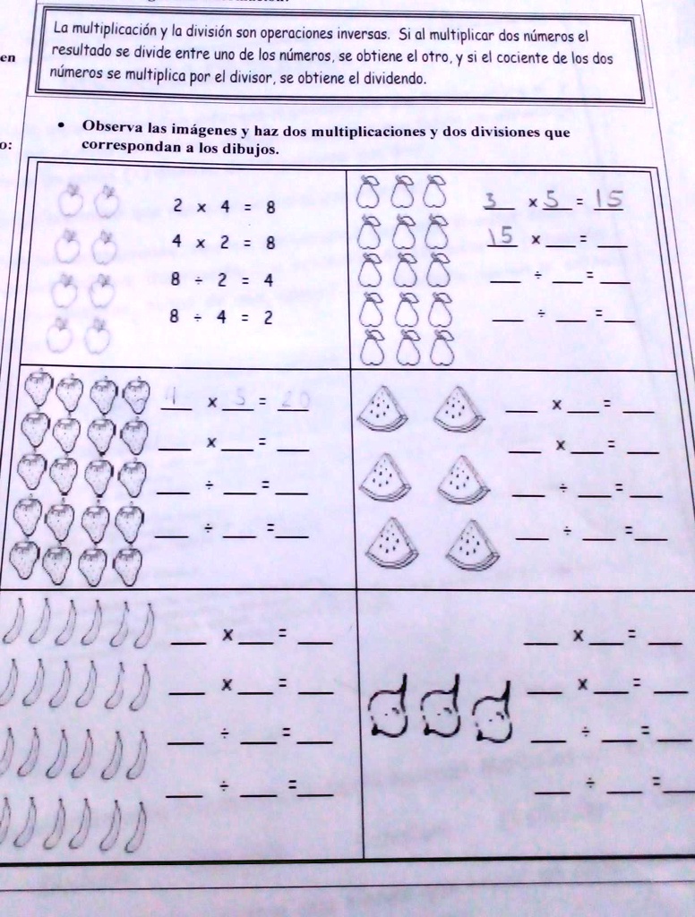 SOLVED: observa las imágenes y haz dos multiplicaciones y dos ...