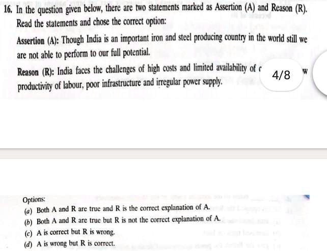 VIDEO solution: Assertion and Reason Questions for Class 10. 16. In the question given below ...
