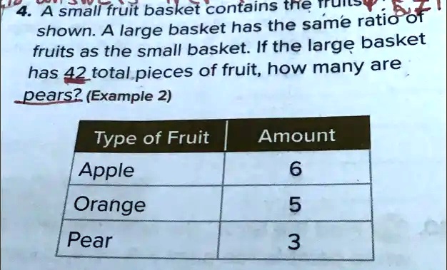 4. A small fruit basket contains the fruits shown. A large basket has ...