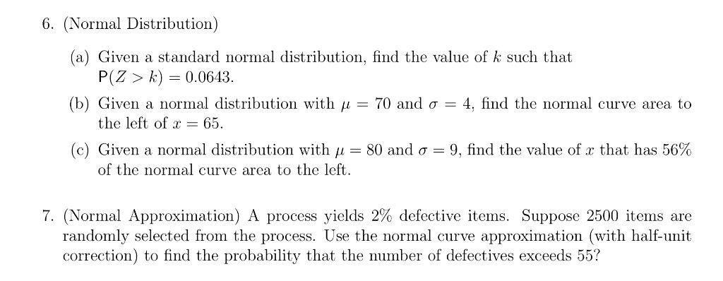 SOLVED: (Vormal Distribution) Given a standard normal distribution ...