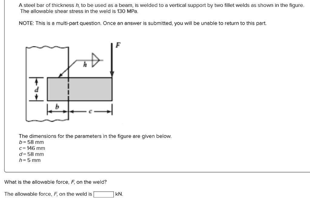!A steel bar of thickness h, to be used as a beam, is welded to a ...