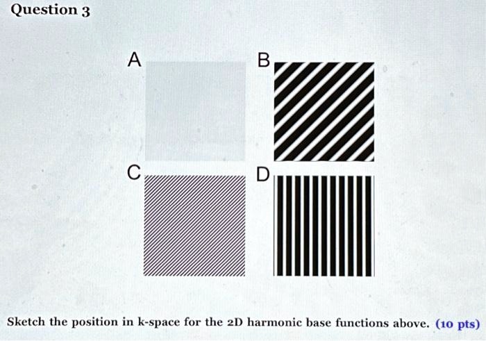 Question 3 A B Sketch the position in k-space for the 2D harmonic base ...