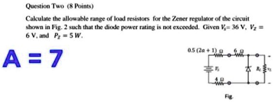SOLVED: Calculate the allowable range of load resistors for the Zener regulator of the circuit ...