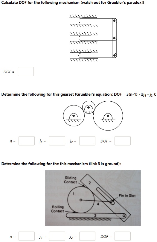 Calculate DOF for the following mechanism (watch out for Gruebler's ...