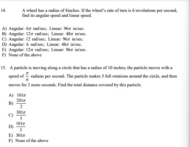 a particle is moving along a circle that has a radius of 10 inches the ...