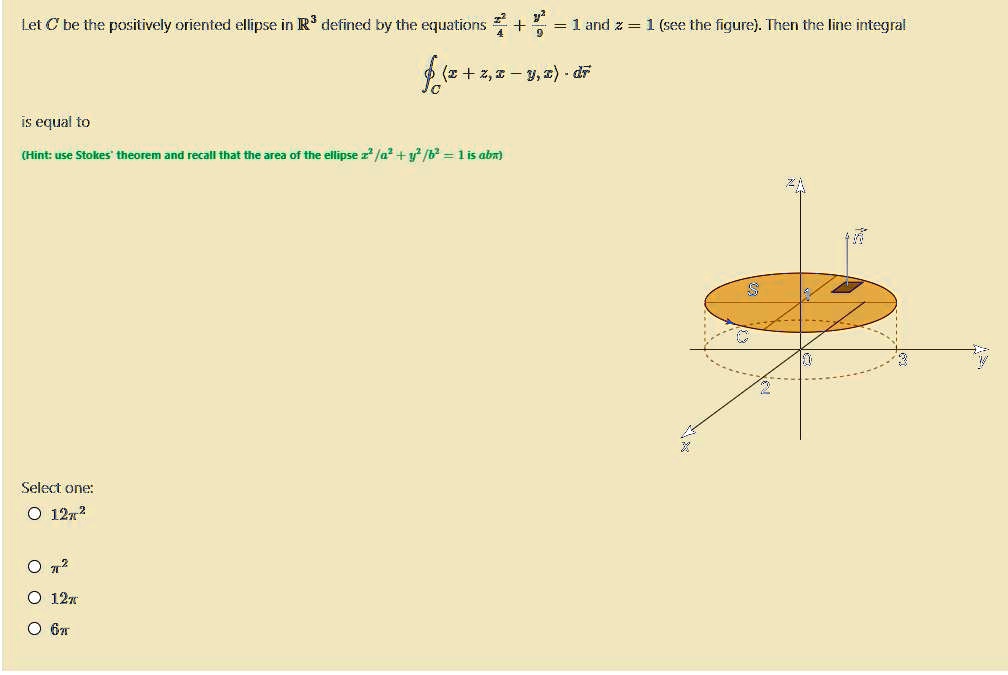 Let c be the positively oriented ellipse in r defined by the...