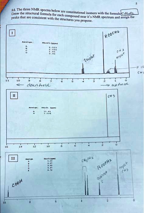 8d. The three NMR spectra below are constitutional isomers with the ...