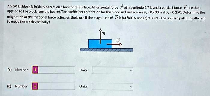 SOLVED: Texts: A 2.50 kg block is initially at rest on a horizontal surface. A horizontal force ...