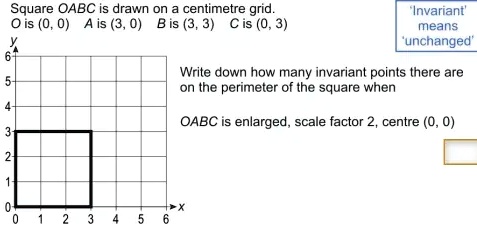 SOLVED: Square OABC is drawn on centimetre grid: O is (0,0) A is (3,0 ...