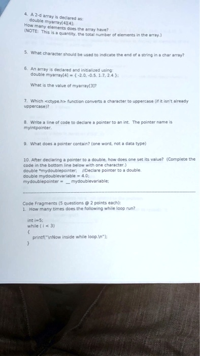 Solved 1 A 2 D Array Is Declared As Double Myarray 4 4 How Many Elements Does The Array 8740