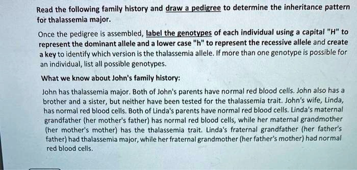 read the following family history and draw pedigree to determine the ...