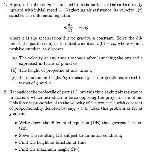 SOLVED: A projectile of mass m is launched from the surface of the earth directly upward with ...