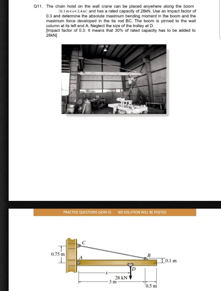 SOLVED: Q11. The chain hoist on the wall crane can be placed anywhere ...
