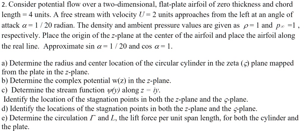 SOLVED: 2.Consider potential flow over a two-dimensional,flat-plate ...