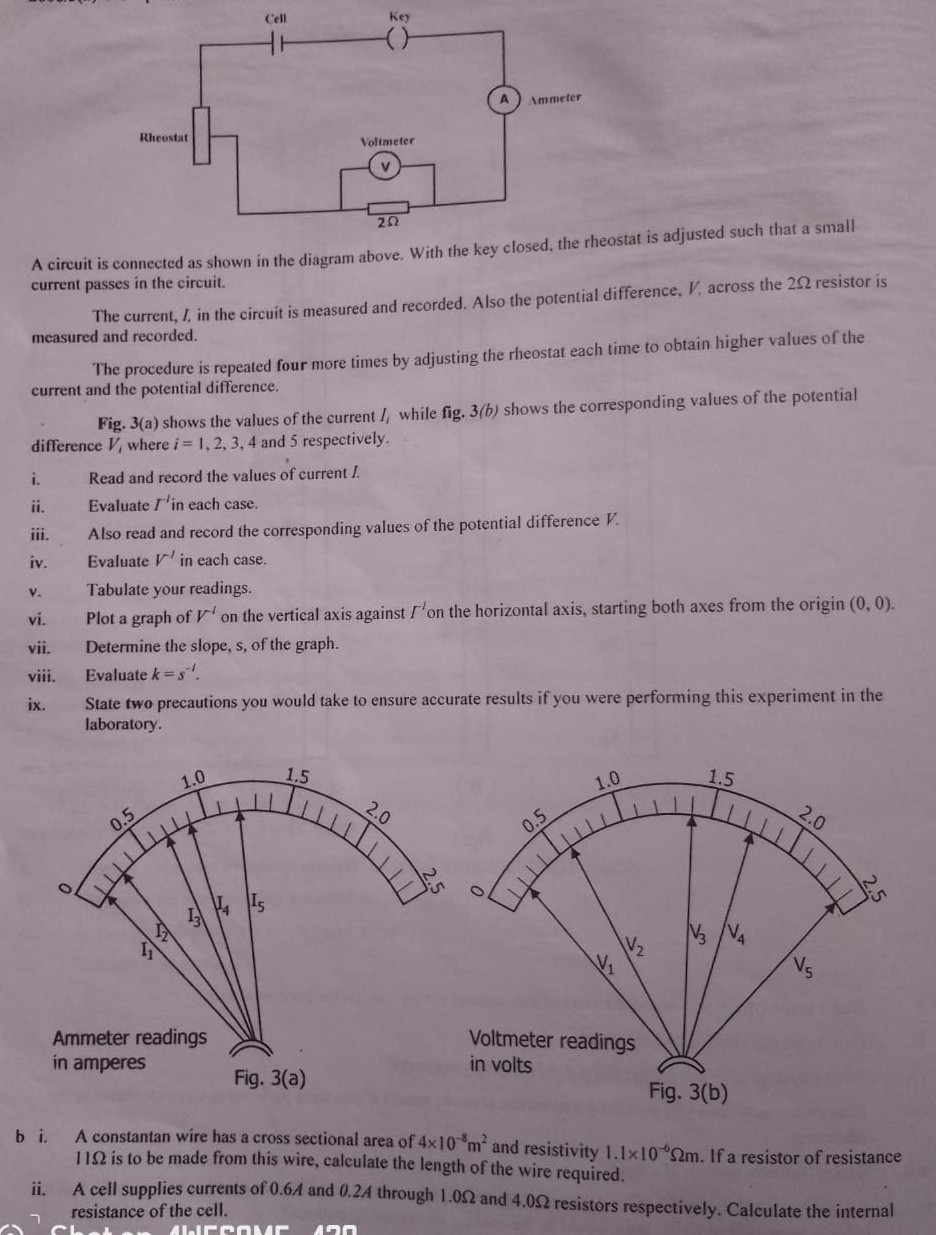 A circuit is connected as shown in the diagram above. With the key ...