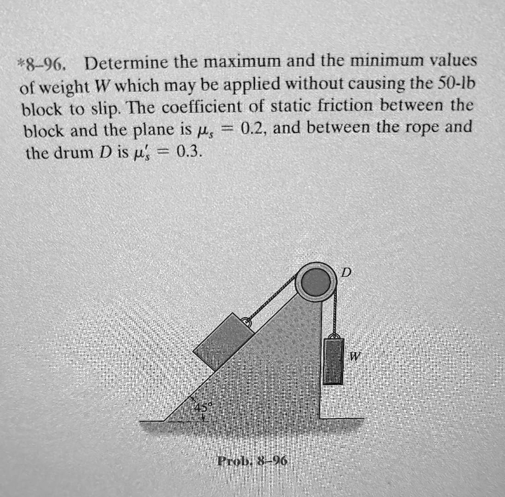 *8-96. Determine the maximum and the minimum values of weight W which ...