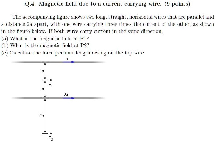 SOLVED: Q.4. Magnetic field due to a current carrying wire. points) The ...