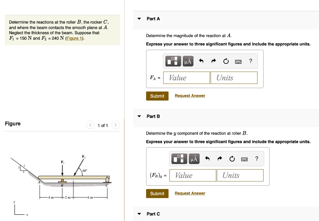 [GET ANSWER] Determine the reactions at the roller B, the rocker C, and ...
