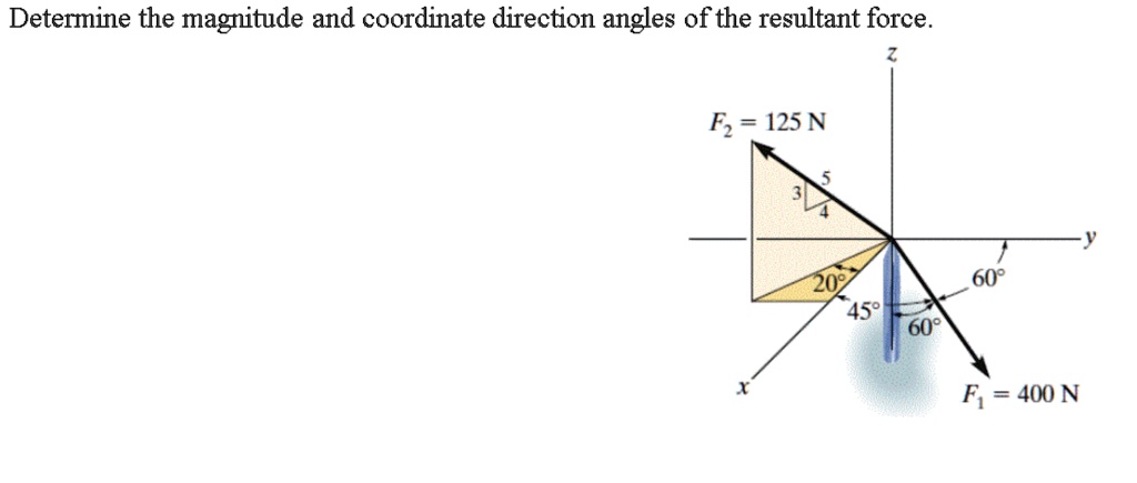 SOLVED: Determine the magnitude and coordinate direction angles of the resultant force. Fz 125 N ...