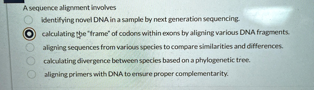 a sequence alignment involves identifying novel dna in a sample by next ...