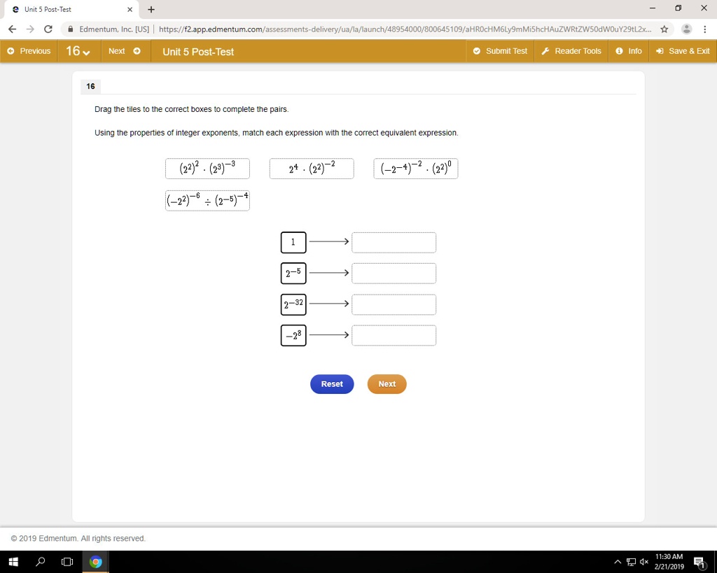 SOLVED: 'Drag the tiles to the correct boxes to complete the pairs. Using the properties of ...