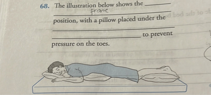 SOLVED: 68. The illustration below shows the prone position, with a ...