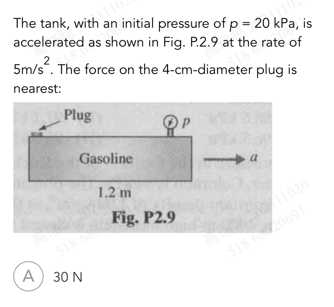 the tank with an initial pressure of p20 mathrmkpa is accelerated as ...