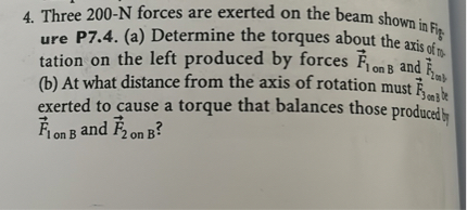 SOLVED: 4. Three 200-N forces are exerted on the beam shown in irb ure P7.4. (a) Determine the ...