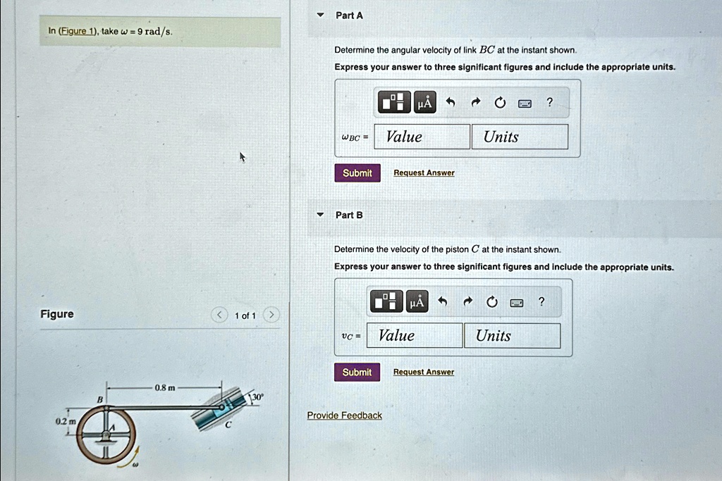 In Figure 1 Take 9 Rads Part A In Figure 1 Take 9 Rads Determine The Angular Velocity Of Link Bc