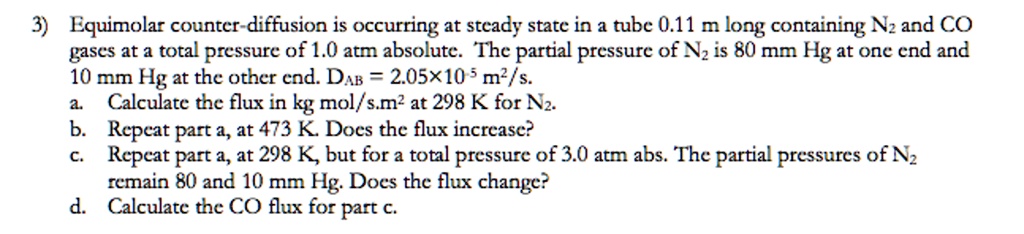 3 equimolar counter diffusion is occurring at steady state in a tube ...