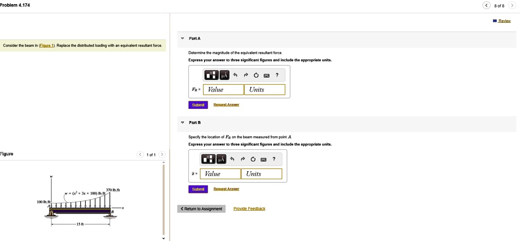 [GET ANSWER] problem 4174 consider the beam in figure 1 replace the distributed loading with an ...