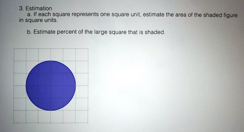 3 estimation a if each square represents one square unit estimate the area of the shaded figure ...