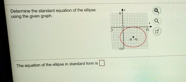 SOLVED: Determine the standard equation of the ellipse using the given graph: The equation of ...