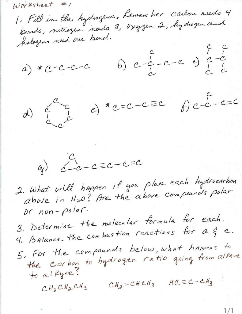 draw the condensed structural formula for the structure given on the chem 1152 worksheet for 1b ...