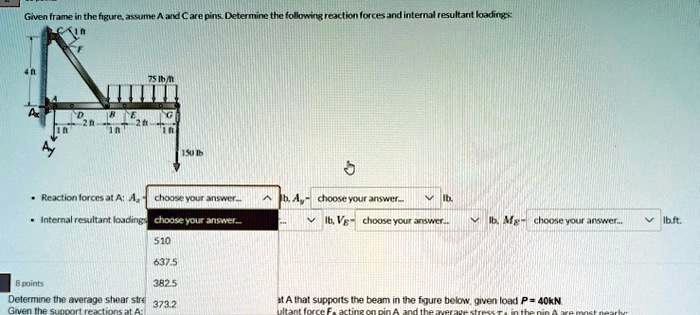 SOLVED: Given frame in the figure, assume A and C are pins. Determine ...