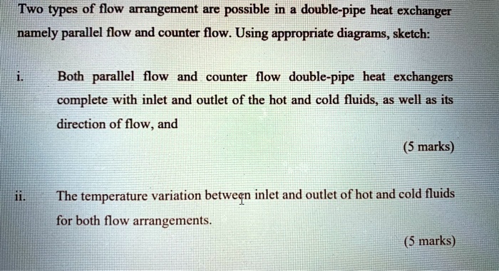 Two types of flow arrangement are possible in a double-pipe heat ...