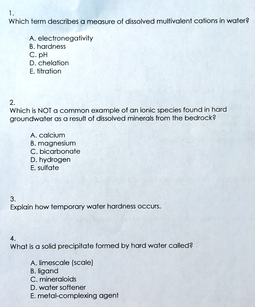 1. Which term describes a measure of dissolved multivalent cations in ...