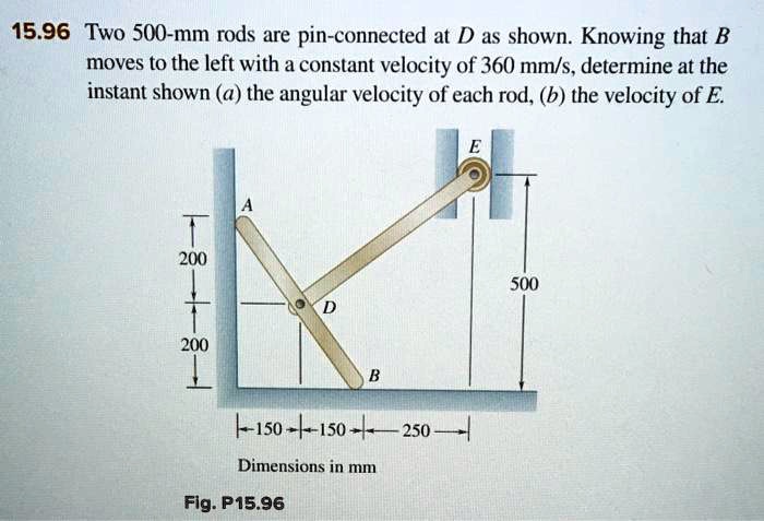 15.96 Two 500-mm rods are pin-connected at D as shown. Knowing that B ... 15.96 Two 500-mm rods are pin-connected at D as shown. Knowing that B ...