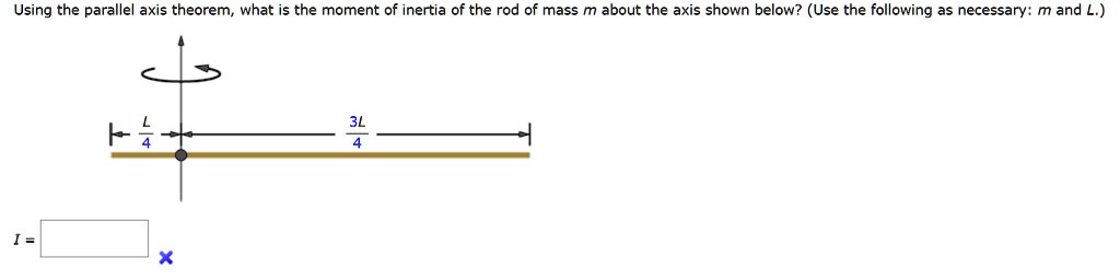 SOLVED: Using the parallel axis theorem, what is the moment of inertia of the rod of mass m ...