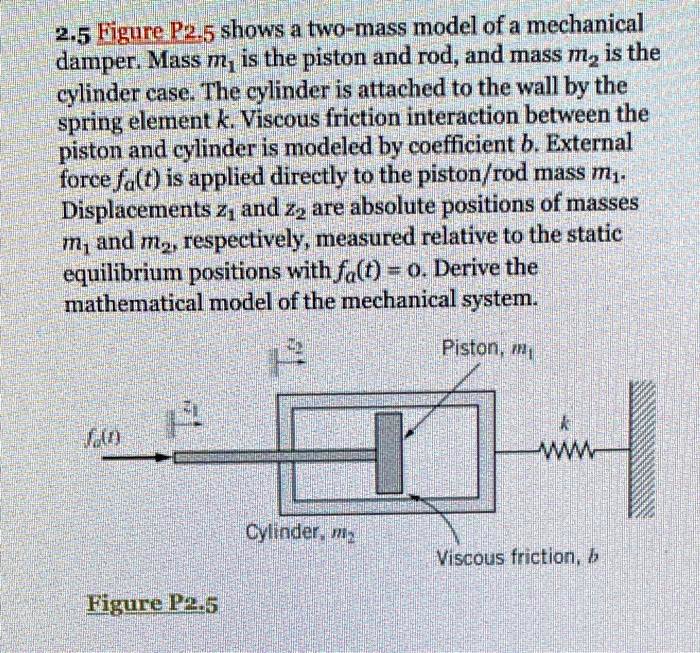 25 figure p25shows a two mass model of a mechanical damper mass m is ...