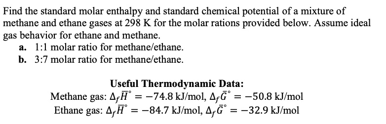SOLVED: Find the standard molar enthalpy and standard chemical ...