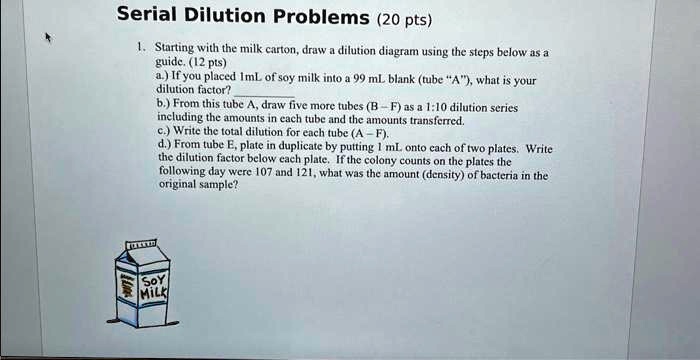 SOLVED: Texts: Serial Dilution Problems (20 pts) 1. Starting with the ...
