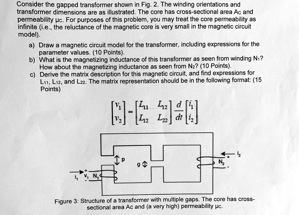 Consider the gapped transformer shown in Fig. 2. The winding orientations and transformer ...