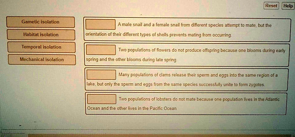 SOLVED: Gametic isolation A male snail and a female snail from ...
