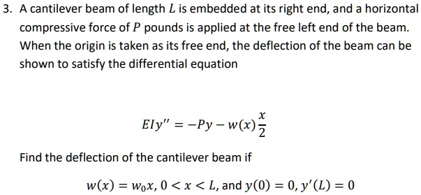 3. A cantilever beam of length L is embedded at its right...