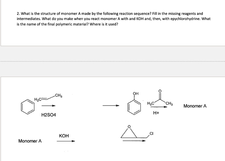 SOLVED: What Is the structure of monomer made by the following reaction ...