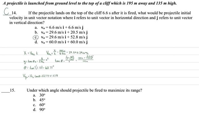 SOLVED: Texts: A projectile is launched from ground level to the top of ...